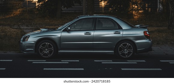 Gloss black Subaru Impreza HD wallpaper download