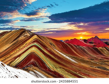 Rainbow mountains and red valleys in Peru HD wallpaper download