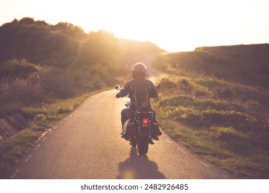 Superbike Rider on a Desert Road at Dawn, Golden Escape premium 4K ...