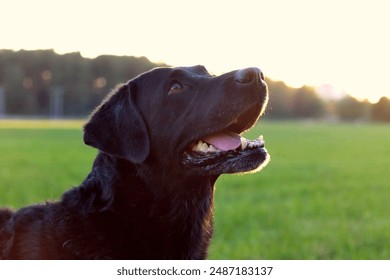 Black labrador in the field HD wallpaper download