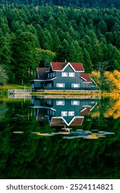 House Reflected in the Lake HD wallpaper download