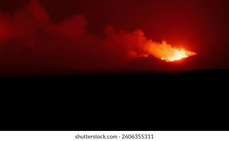 Fiery Lava Landscape with Red Sky premium 2K wallpaper download