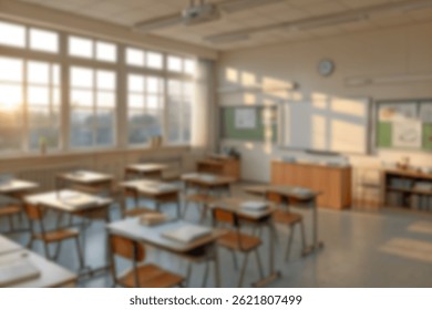 Traditional Empty Classroom with Wooden Desks and Chalkboards Ready ...