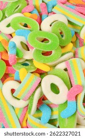 Close-up of Sugared Half-Circle Gummy Sweet Confections premium 2K ...