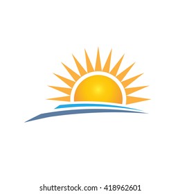 Sun Rise Water Beach Art Logo Vector (.AI) Free Download