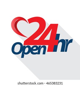 We Are Open 24 hours Logo Vector (.EPS) Free Download