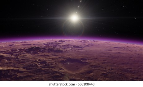 Sci-fi landscape with snowy rocks and the world HD wallpaper download