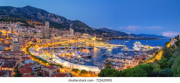 View from Mountain Top: Monaco at Night 4K wallpaper download