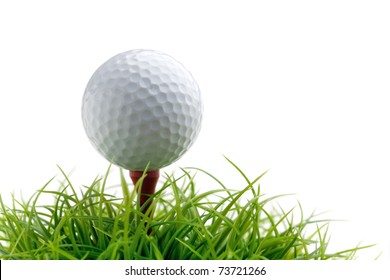 Sunny golf course and golf ball on tee 4K wallpaper download