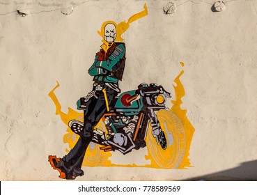 Ghost Rider At The Top With His Bike HD wallpaper download