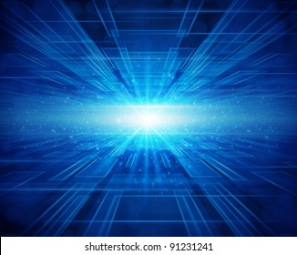 Neon Digital Network: Abstract Cyber Data Flow Tunnel Background ...