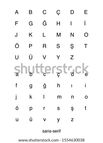 TURKISH-ALPHABET-WITH-SERIF-FONT Stock Vector Images - Avopix.com