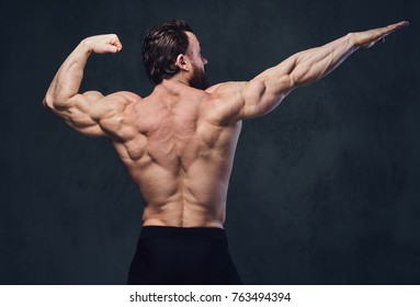 Sexy Bodybuilder Man Posing Back On Foto Stok 1380713432 | Shutterstock