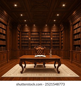 Image Depicts Luxurious Study Library Classic AI-generated image ...