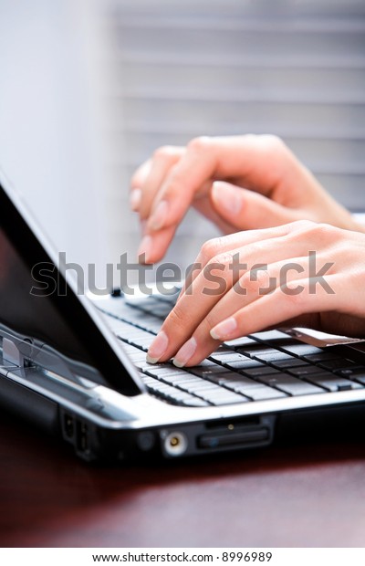 Image Hands Typing Letter On Keyboard Stock Photo (Edit Now) 8996989
