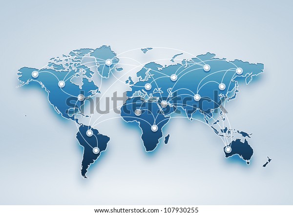 Image Light Blue World Map Stock Photo (Edit Now) 107930255