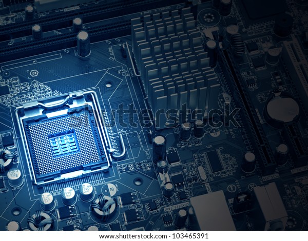 Image Motherboard Without Pc Processor Closeup Stock Photo 103465391 ...