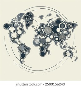 Image World Map Very Schematic Minimalist AI-generated image 2500155089 ...