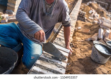 Image Skilled Labour Constructing Brick Wall Stock Photo 1104953357 ...