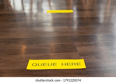 Image Yellow Sign Queue Here Attached Stock Photo 1791220574 | Shutterstock