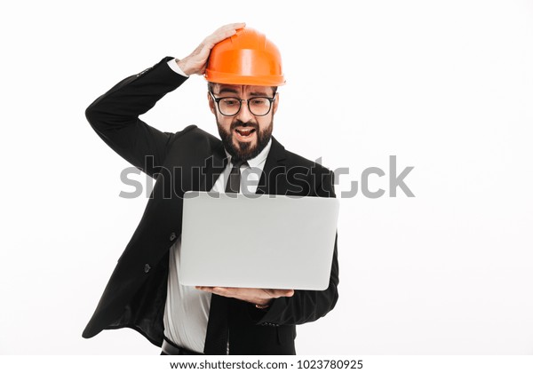 Image Young Confused Builder Engineer Wearing Stock Photo 1023780925 ...