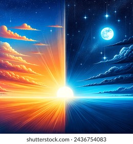 Images Day Night Split Same Background AI-generated image 2436754495 ...