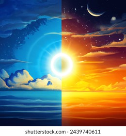 Images Day Night Split Same Background AI-generated image 2436754495 ...