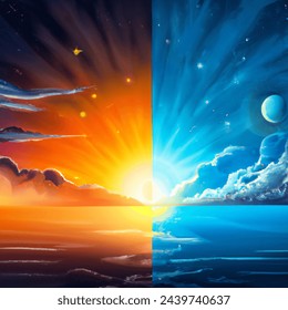Images Day Night Split Same Background AI-generated image 2436754495 ...
