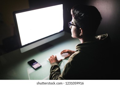 Indian Hacker Using Computer White Screen Stock Photo 1231059916 ...
