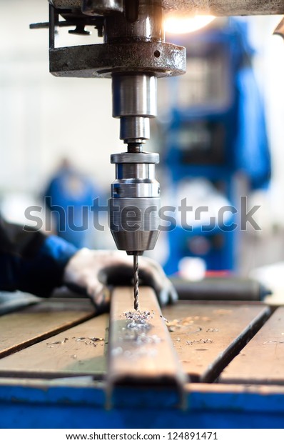 Industrial Worker Using Mechanical Drill Machine Stock Photo (Edit Now ...
