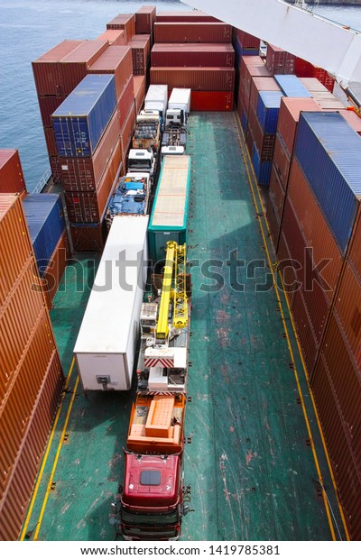 Inside Big Roro Multipurpose Ship Moored Stock Photo 1419785381 ...