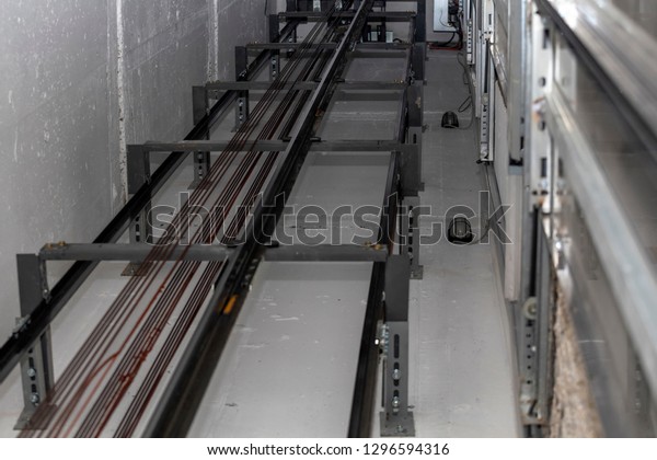 Inside Elevator Shaft Traction Ropes Elevator Stock Photo 1296594316 ...