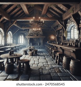 Indoor Photo Light Airy Medieval Tavern AI-generated image 2547662187 ...