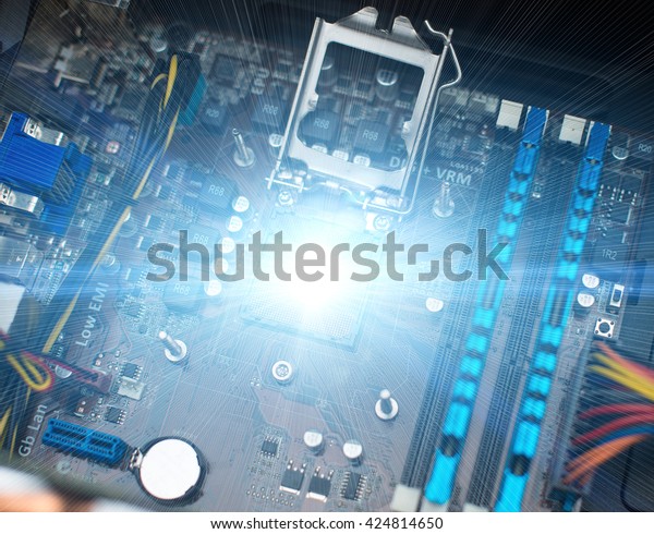 Inside Pc Motherboard Cpu Socket Ram Stock Photo 424814650 | Shutterstock