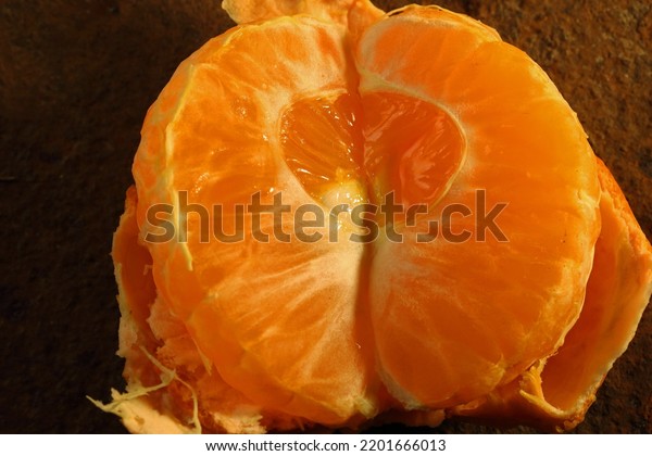 Inside Peeled Mandarin Exposing Moist Cells Stock Photo 2201666013 ...