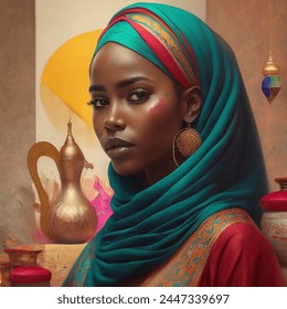 Sudanese Lady Tob Traditional Dress Oil AI-generated image 2491586229 ...