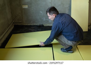 Installation Expanded Polystyrene Floor Insulation Expanded Stock Photo ...