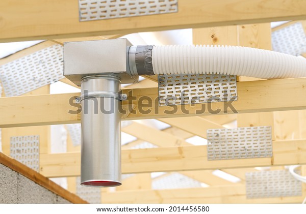 Installation Ventilation New Timber Frame House Stock Photo 2014456580 ...
