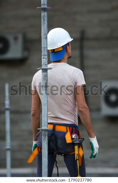 Installer On Assembly Structure Made Metal Stock Photo 1790237780 ...