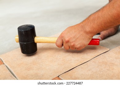 Installing Ceramic Floor Tiles Fitting Tiles Stock Photo 227724487 ...