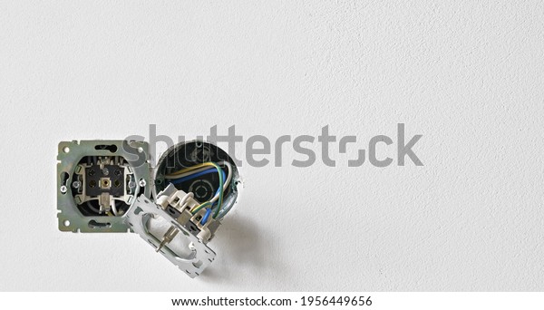 Installing Mounting Electrical Outlets On Neutral Stock Photo ...