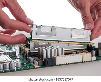 Installing Ram Modules Computer Motherboard Replacing Stock Photo ...