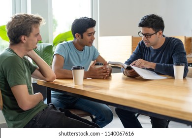 Instructor Checking Knowledges Interns During Coffee Stock Photo ...