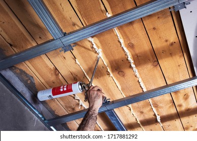 Insulation Boards On Ceiling Using Mounting Stock Photo 1717881292 ...
