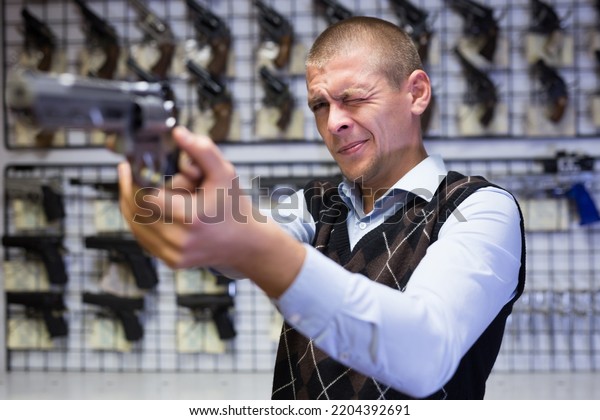 Interested Man Checking Convenience Accuracy New Stock Photo 2204392691 ...