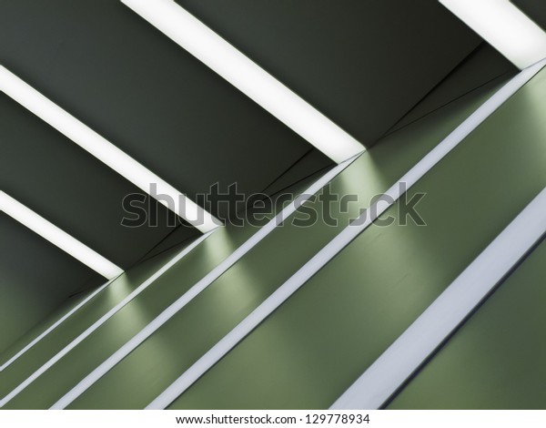 Interior Abstract Ceiling Lights White Stripes Stock Photo 129778934 ...