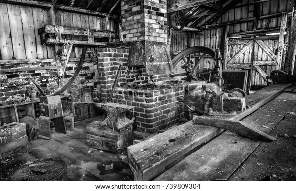 Photo de stock Interior Blacksmiths Workshop Various Tools Forge ...