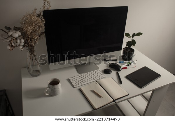 Interior Design Pc Desktop Computer Mockup Stock Photo 2213714493 ...