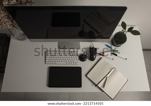 Interior Design Pc Desktop Computer Mockup Stock Photo 2213714505 ...