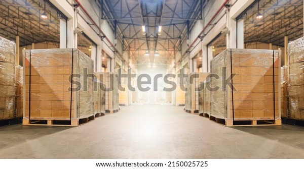Interior Distribution Warehouse Packaging Boxes Stacked Stock Photo ...